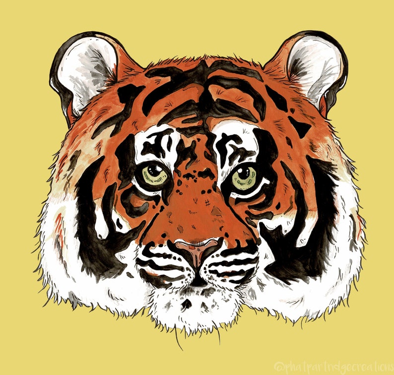 Tiger Card Animal Card Cat Card Art Card - Etsy