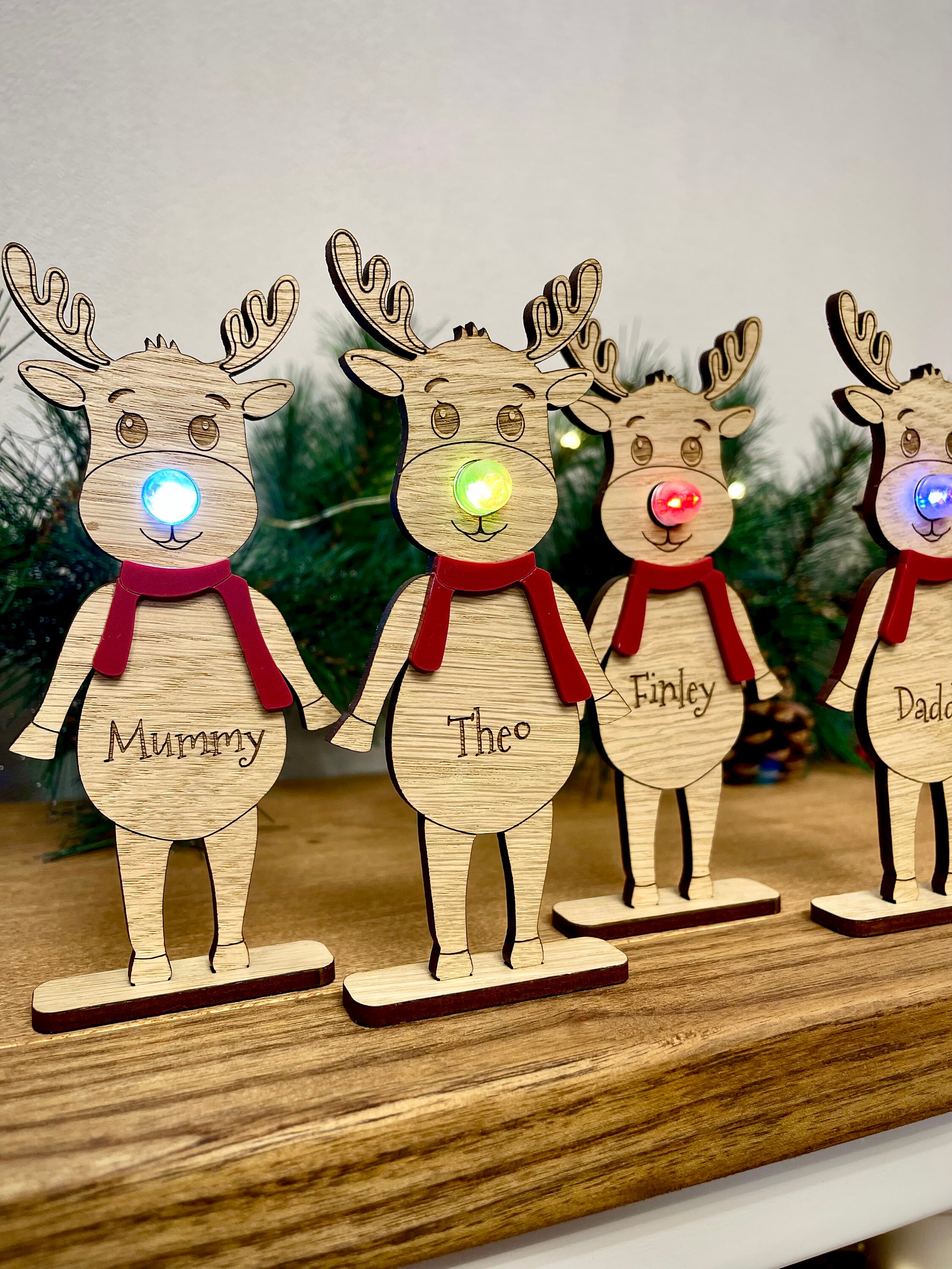 Christmas Personalised Rudolph With Coloured Nose Light - Etsy UK