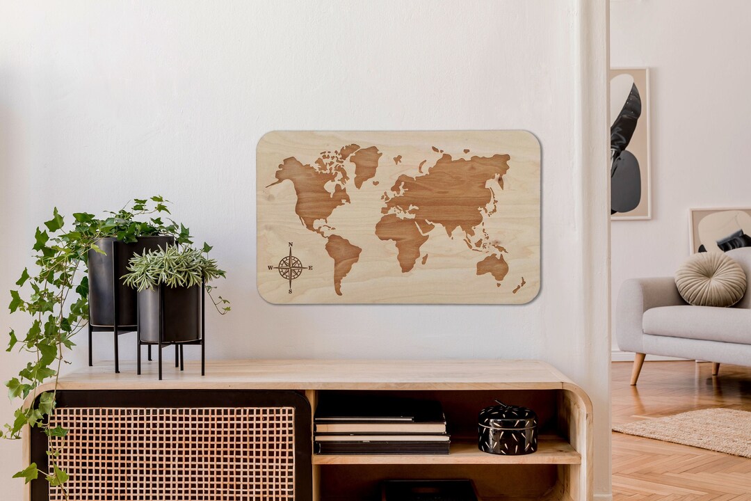 World Map Wall Decor - Wooden Wall Art - Home - Decor, Decoration ...