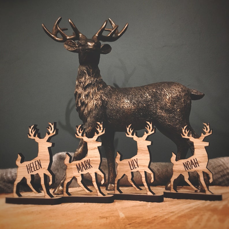Christmas Personalised Reindeer Decorations Stag Place Names - Etsy