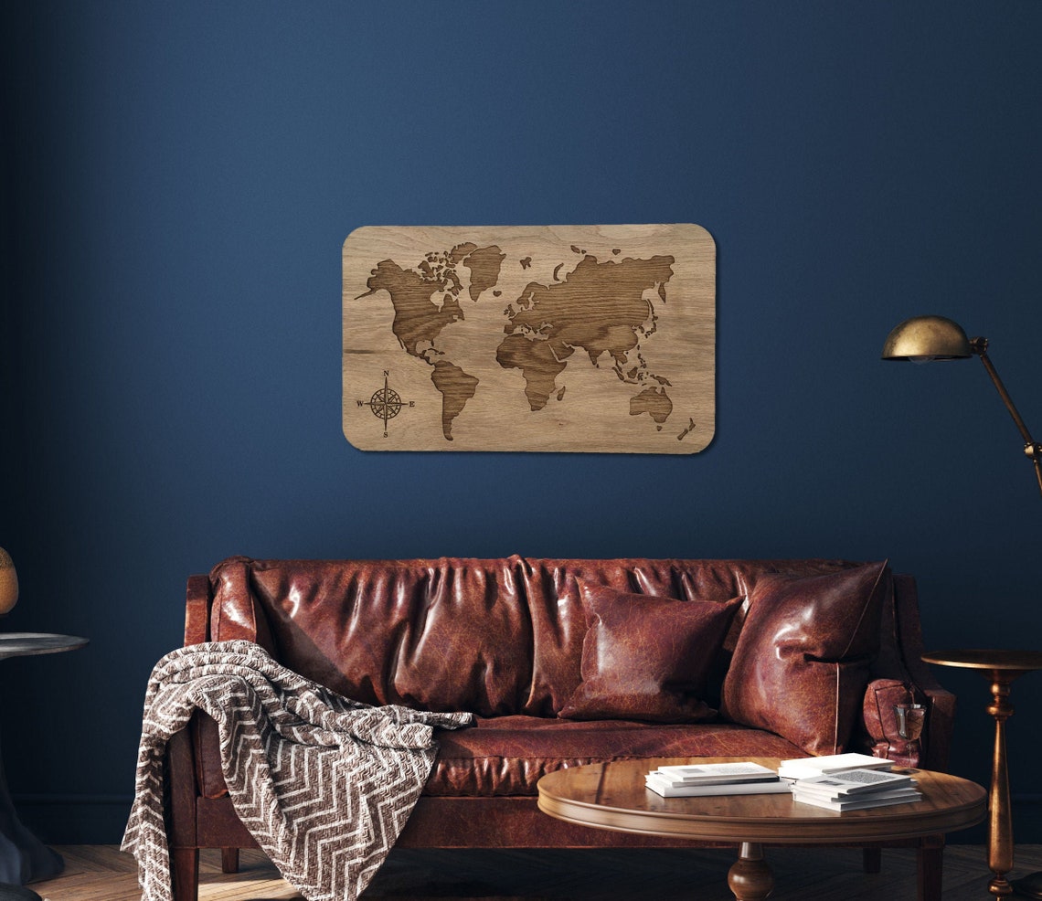 World Map Wall Decor - Wooden Wall Art - Home - Decor, Decoration ...
