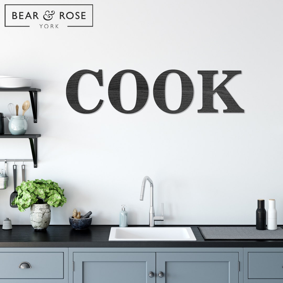 COOK - Wall Sign - Wooden - Art Kitchen Chef Nursery Playroom ...