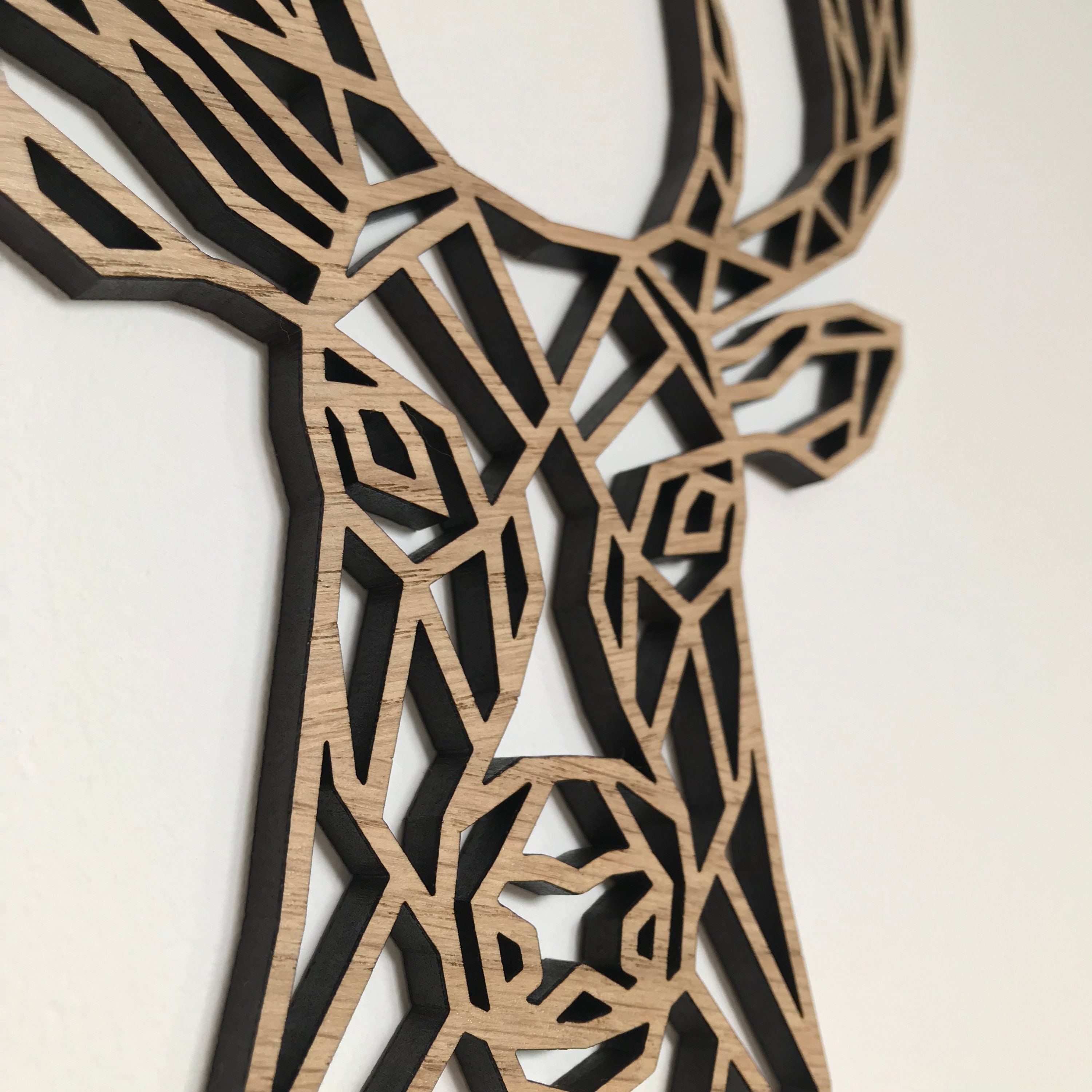 Geometric Stag Head Wooden Wall Art Home Nursery Narrow - Etsy