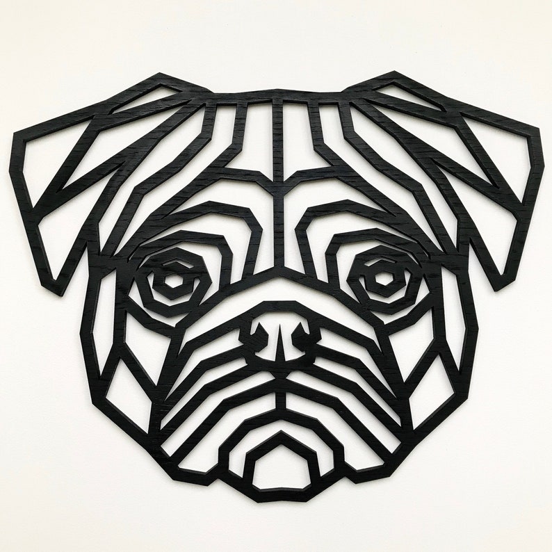 Geometric Pug Head Wooden Wall Art Home Nursery Office - Etsy