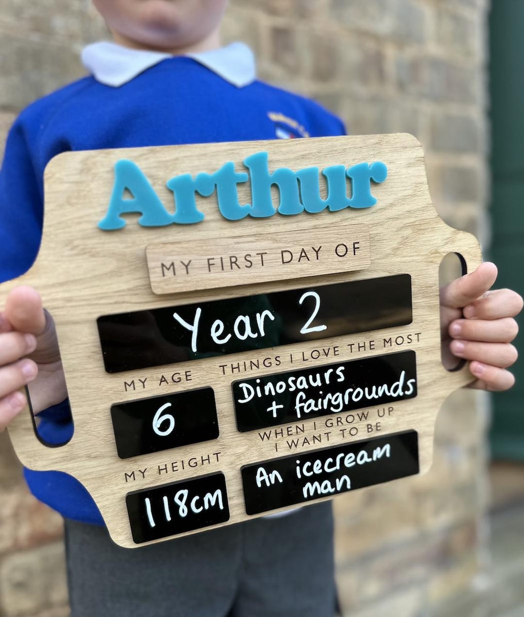 Personalised First and Last Day of School Photo Board - Reusable Oak ...