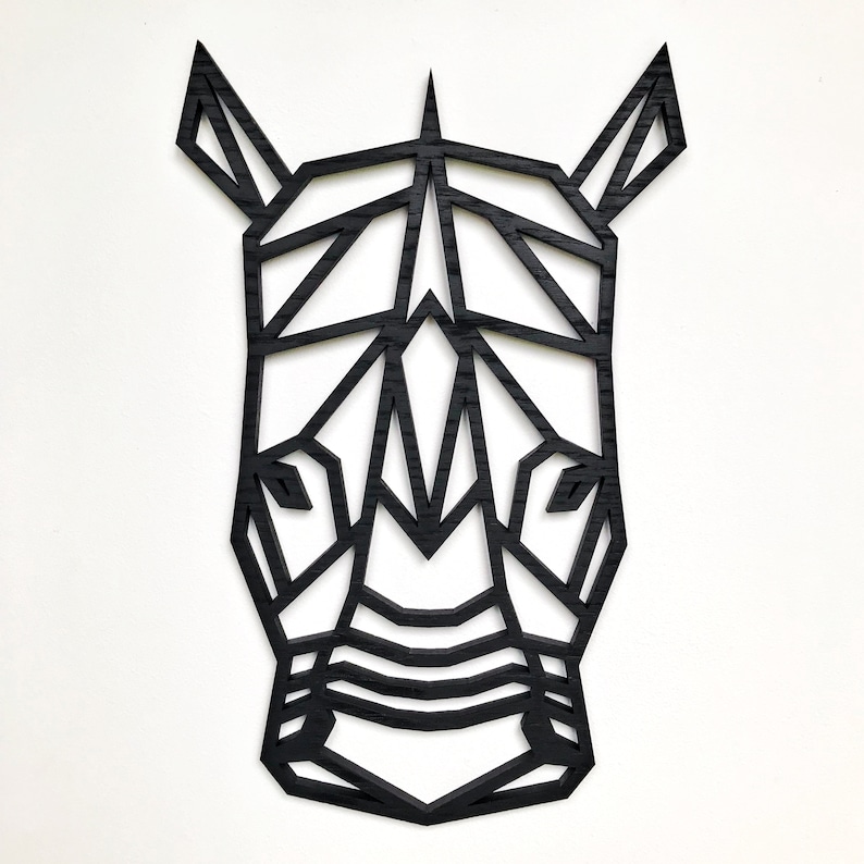 Geometric Rhino Head - Wooden Wall Art - Home Nursery - Animal Safari ...