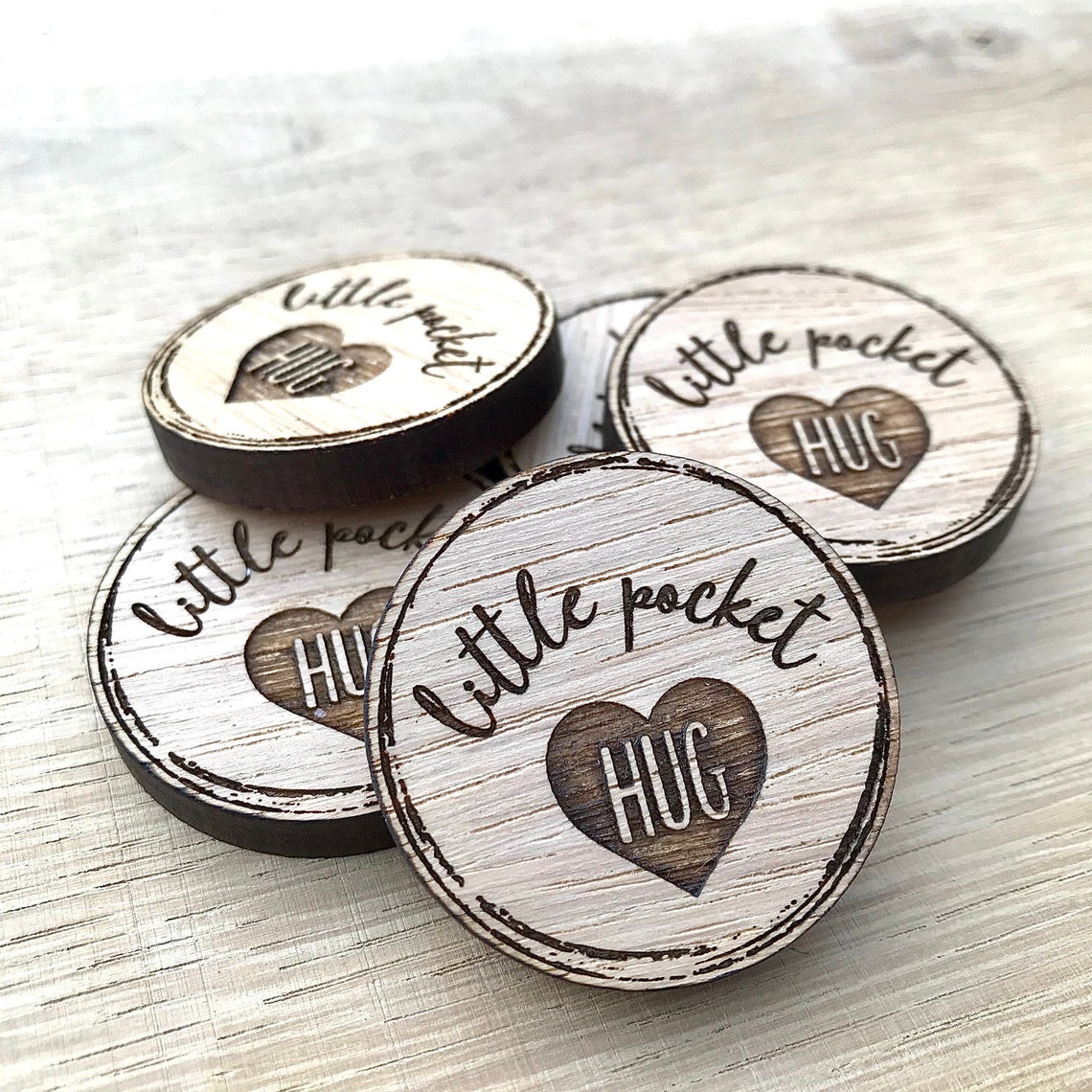Pocket Hug Token Little - Pack of 3, 5, 10, 20, 30 Wooden Oak Lockdown ...