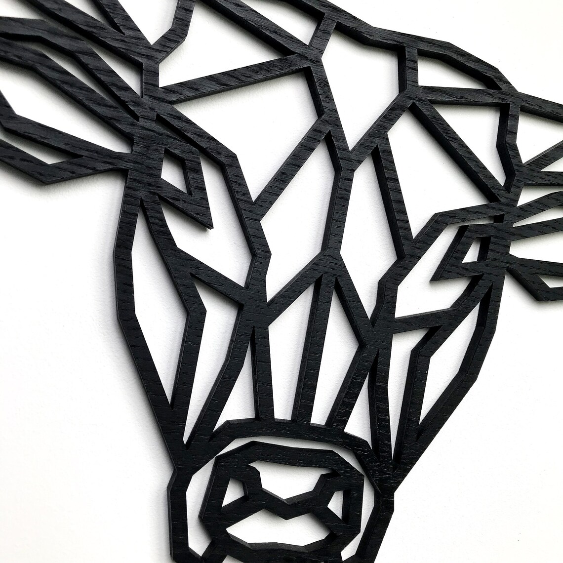 Geometric Bull Head Wooden Wall Art Home Nursery | Etsy