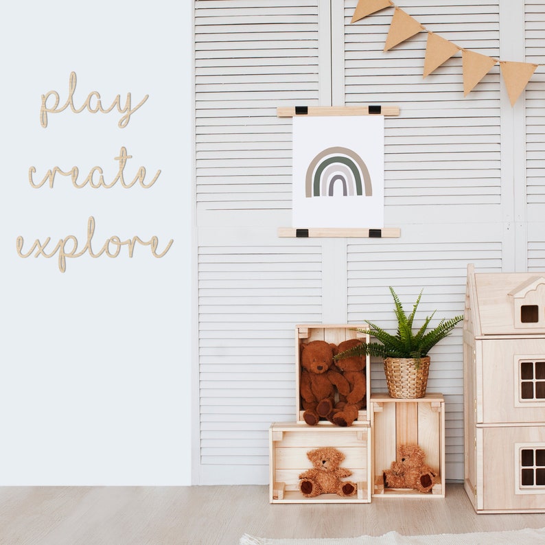 Play Create Explore Wall Decor Wooden or Painted Wood - Etsy