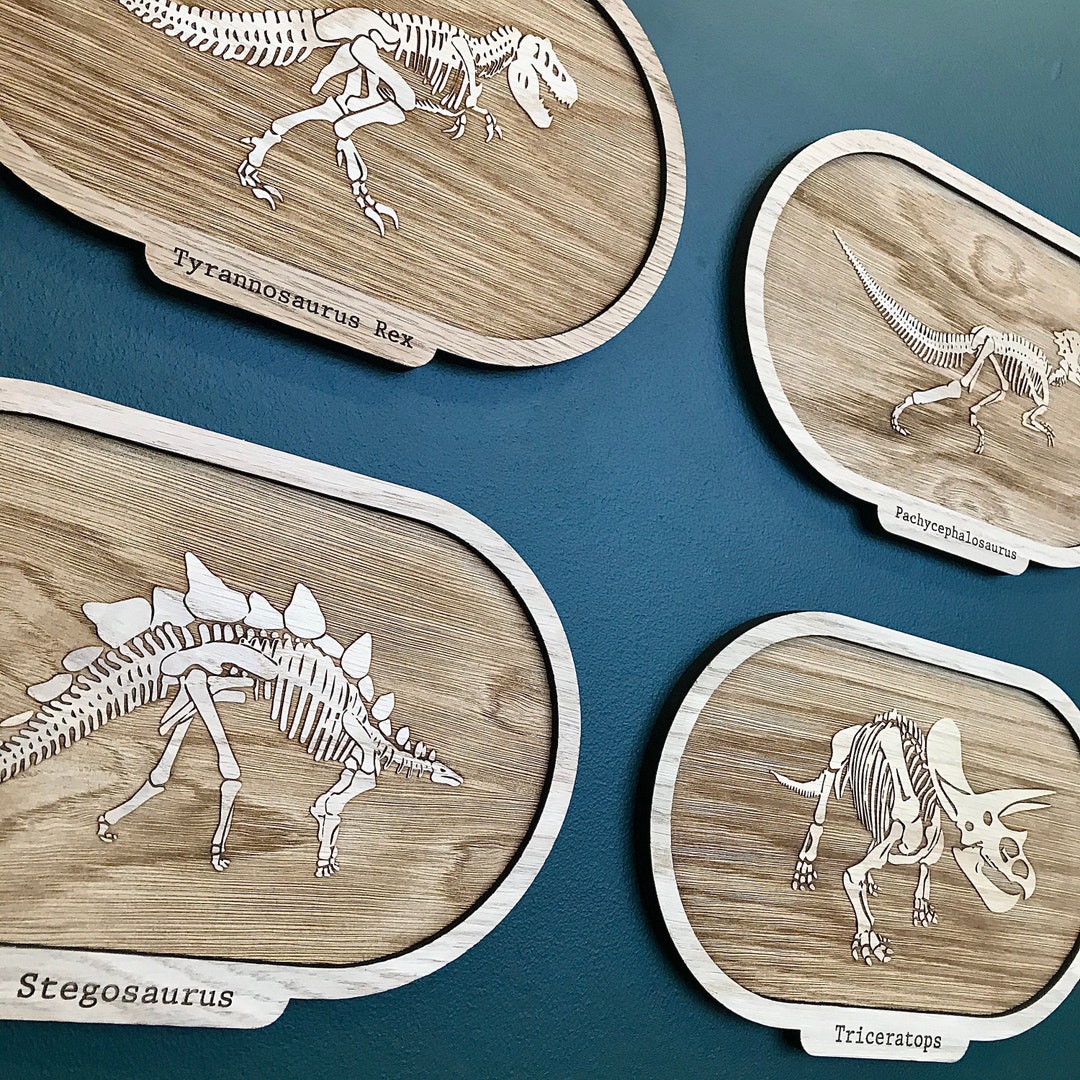 Dinosaur Fossil Wall Decor Art / Plaque - Nursery / Kids / Children ...