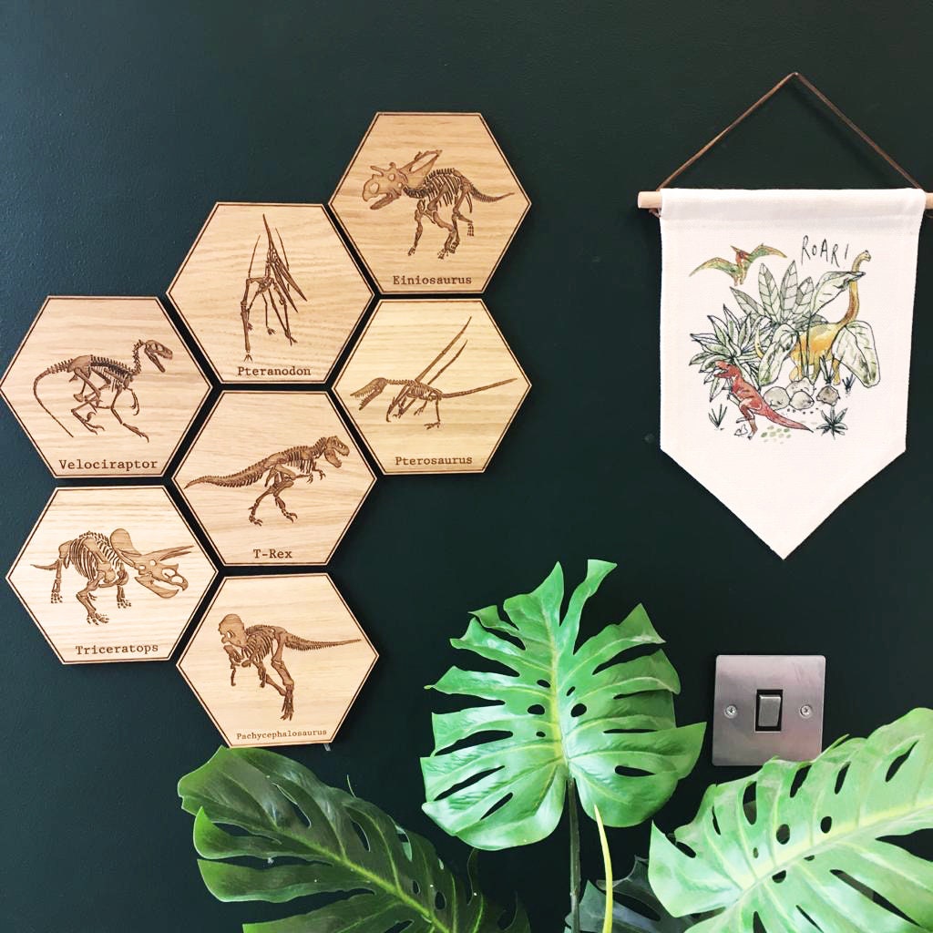 Dinosaur Wall Decor Fossil Bones Wooden Art / Plaque Nursery - Etsy UK