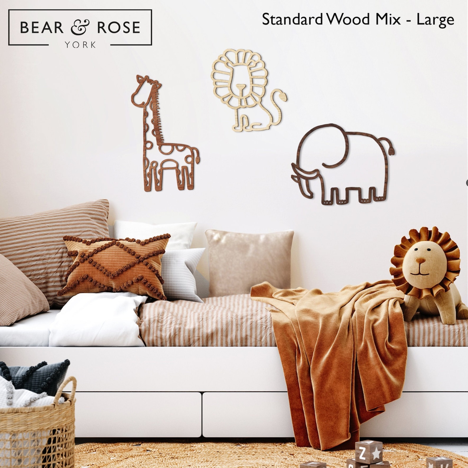Safari Trio Wall Nursery - Decor / Home / Kids / Animals / Children ...