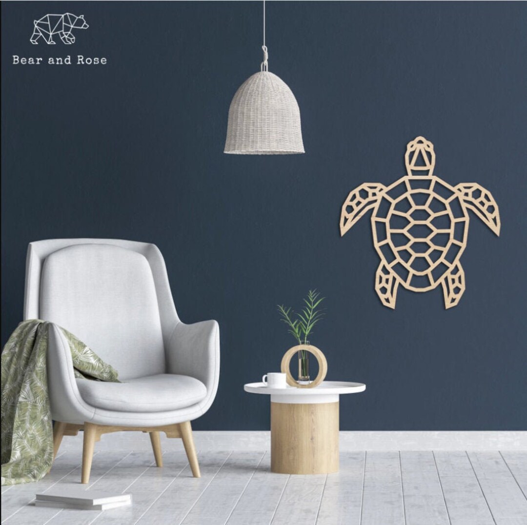Geometric Turtle - Wooden Wall Art - Home Nursery - Animal Sealife Reef ...