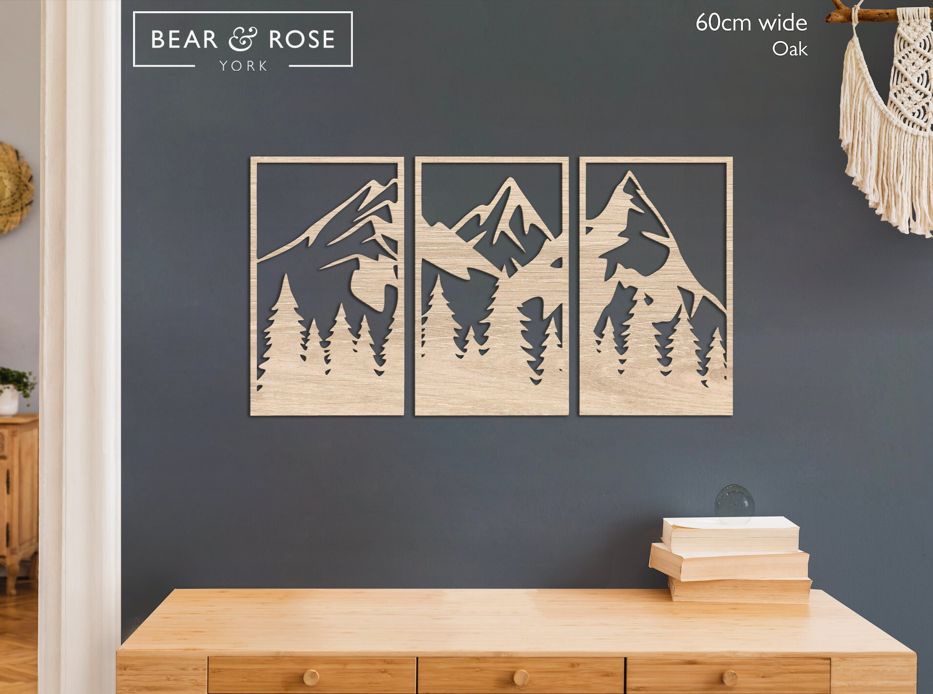 Forest Mountain Trio Wall Panel Decor Set - Etsy
