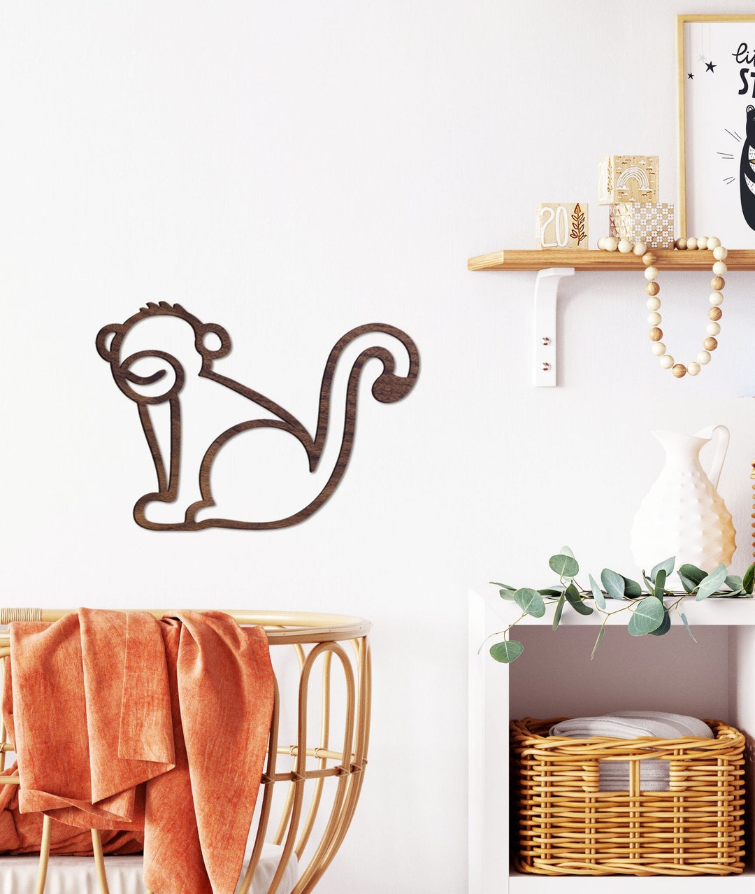 Monkey Wall Decor Home - Nursery / Kids / Animals / Children Room - Etsy