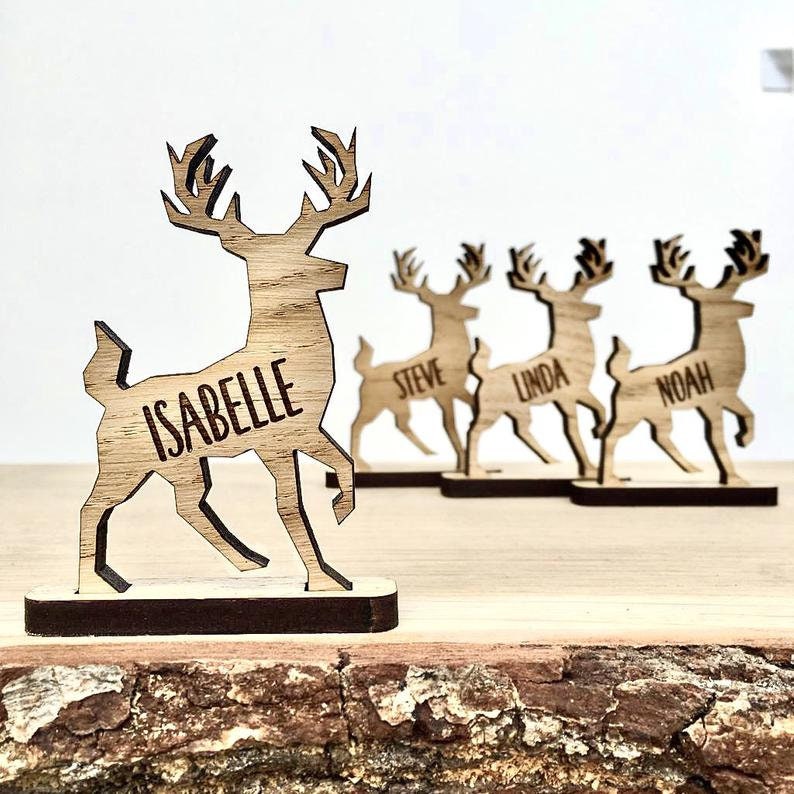 Christmas Personalised Reindeer Decorations Stag Place Names - Etsy