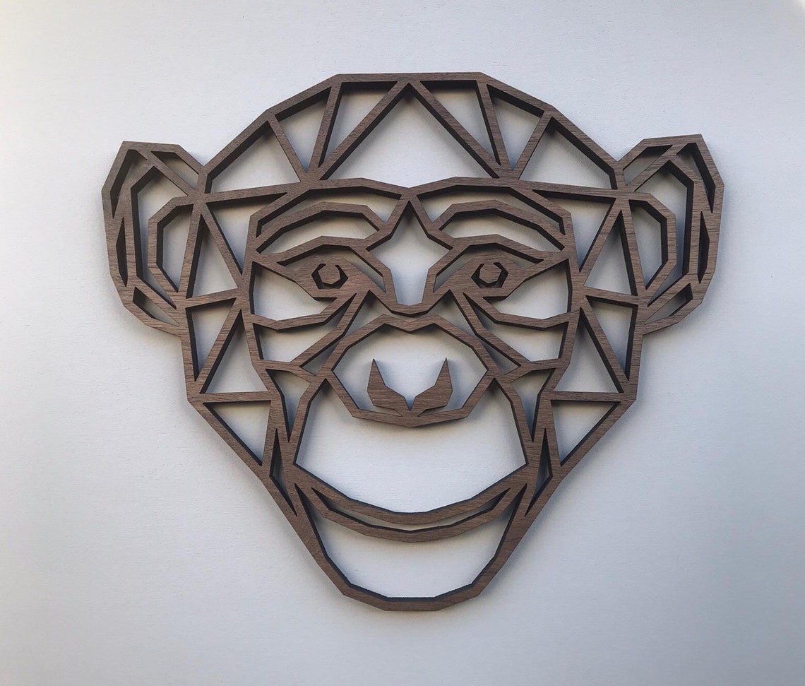Geometric Monkey Head Wooden Wall Art Home Nursery | Etsy