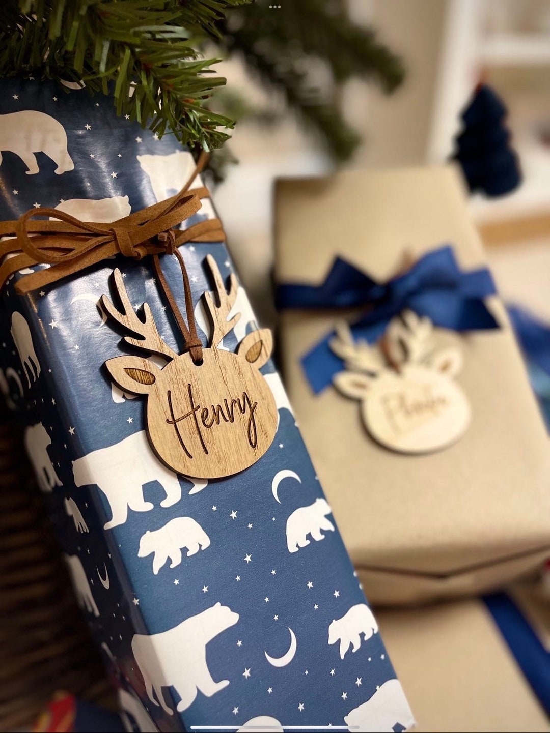 Christmas Reindeer Personalised Gift Tag Decoration / Gift Present ...