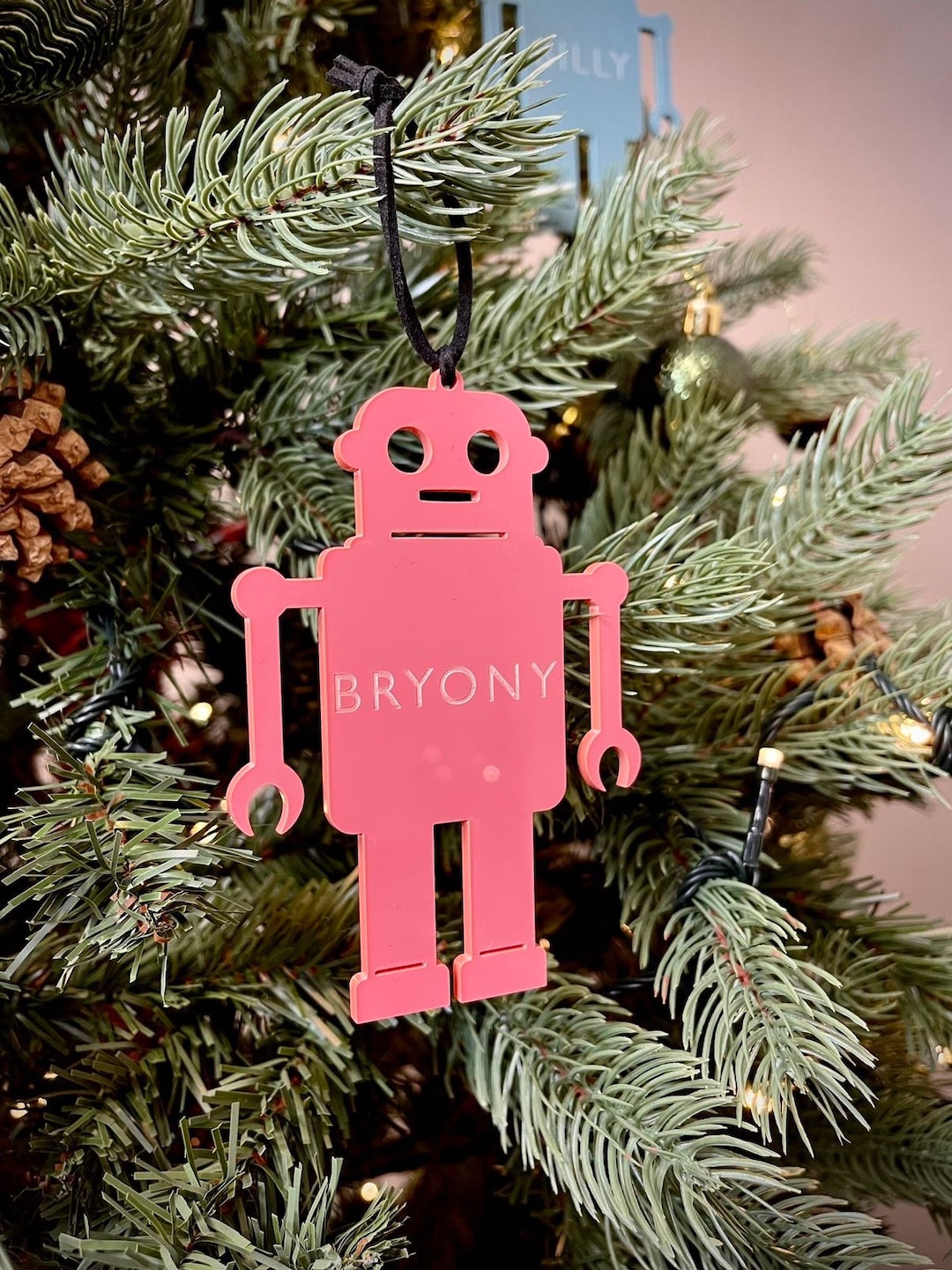 Christmas Personalised Robot Bauble | Tree Decoration | Wooden or ...