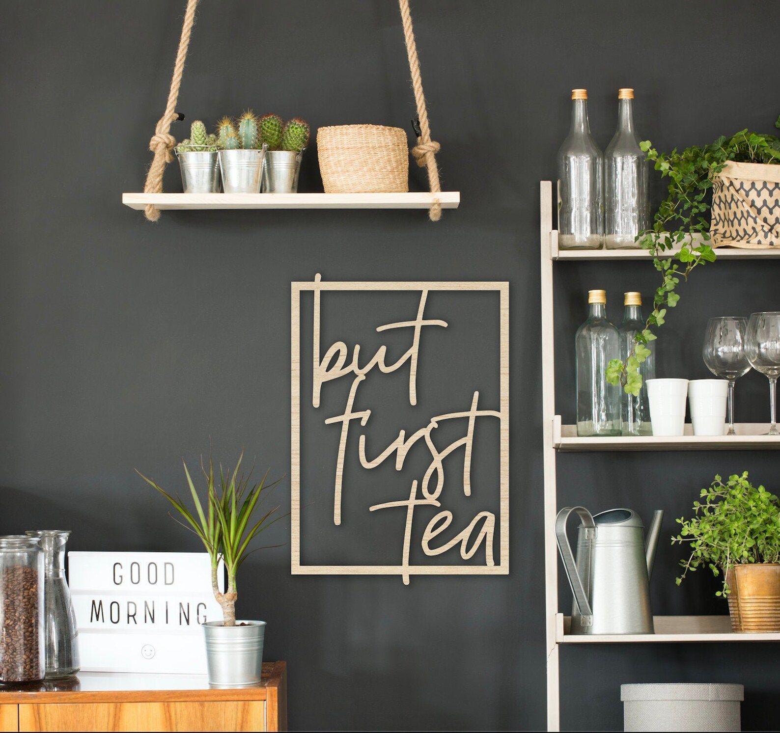 But First Tea - Wall Sign - Wooden - Art Hallway Entrance Kitchen Tea ...