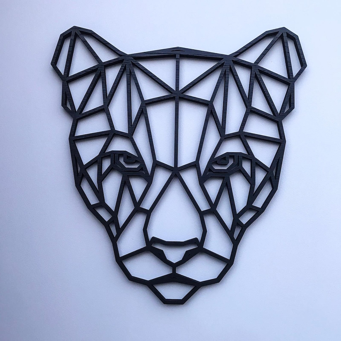 Geometric Big Cat Head Wooden Wall Art Home Nursery - Etsy