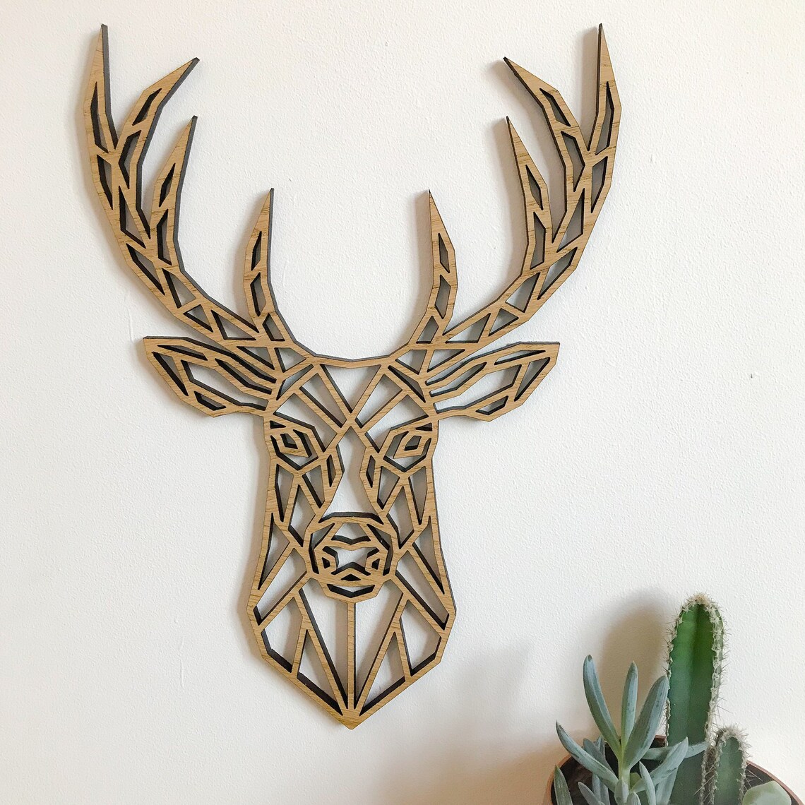 Geometric Stag Head Wooden Wall Art Home Nursery Narrow - Etsy