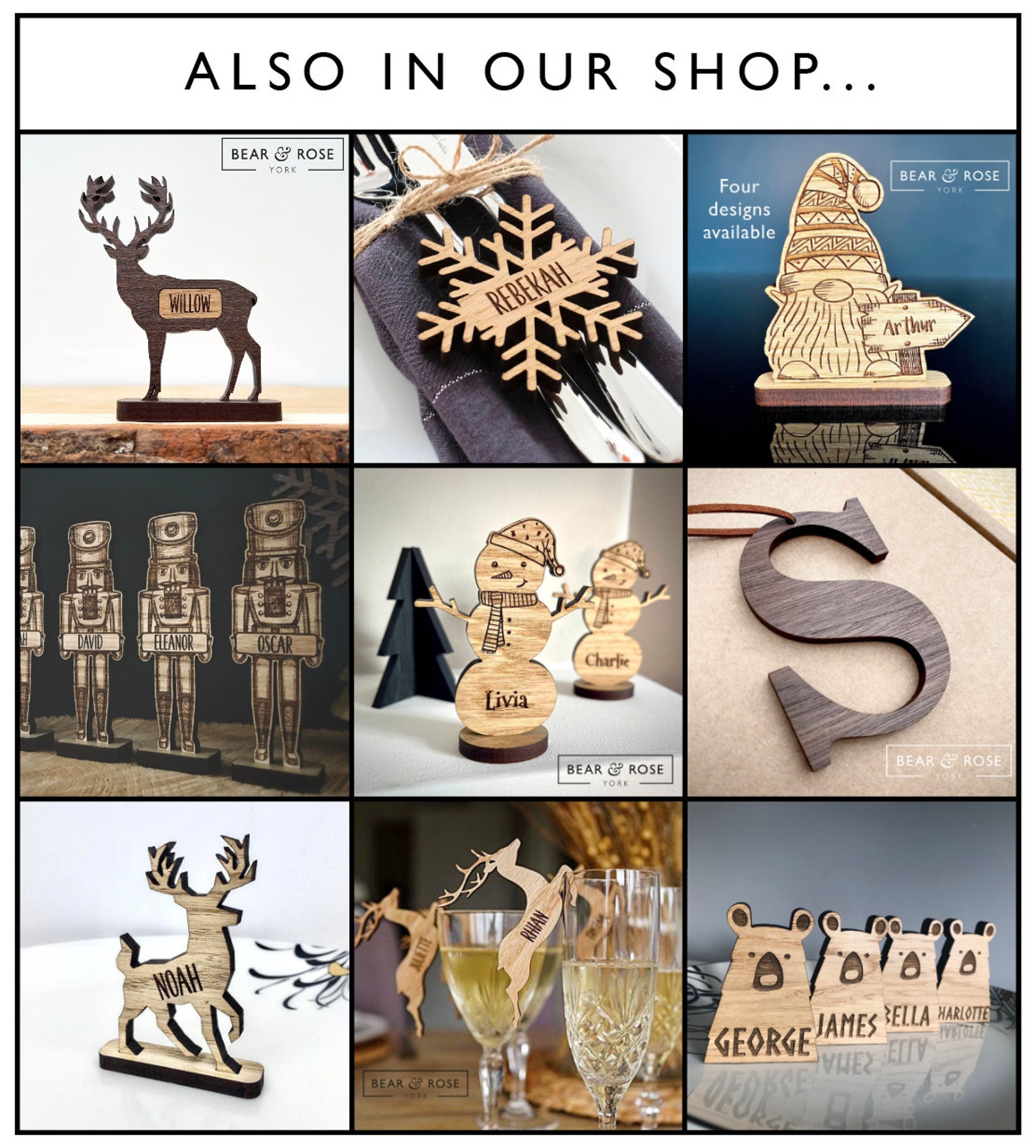 Christmas Personalised Reindeer Glass Decorations Stag Place Names ...