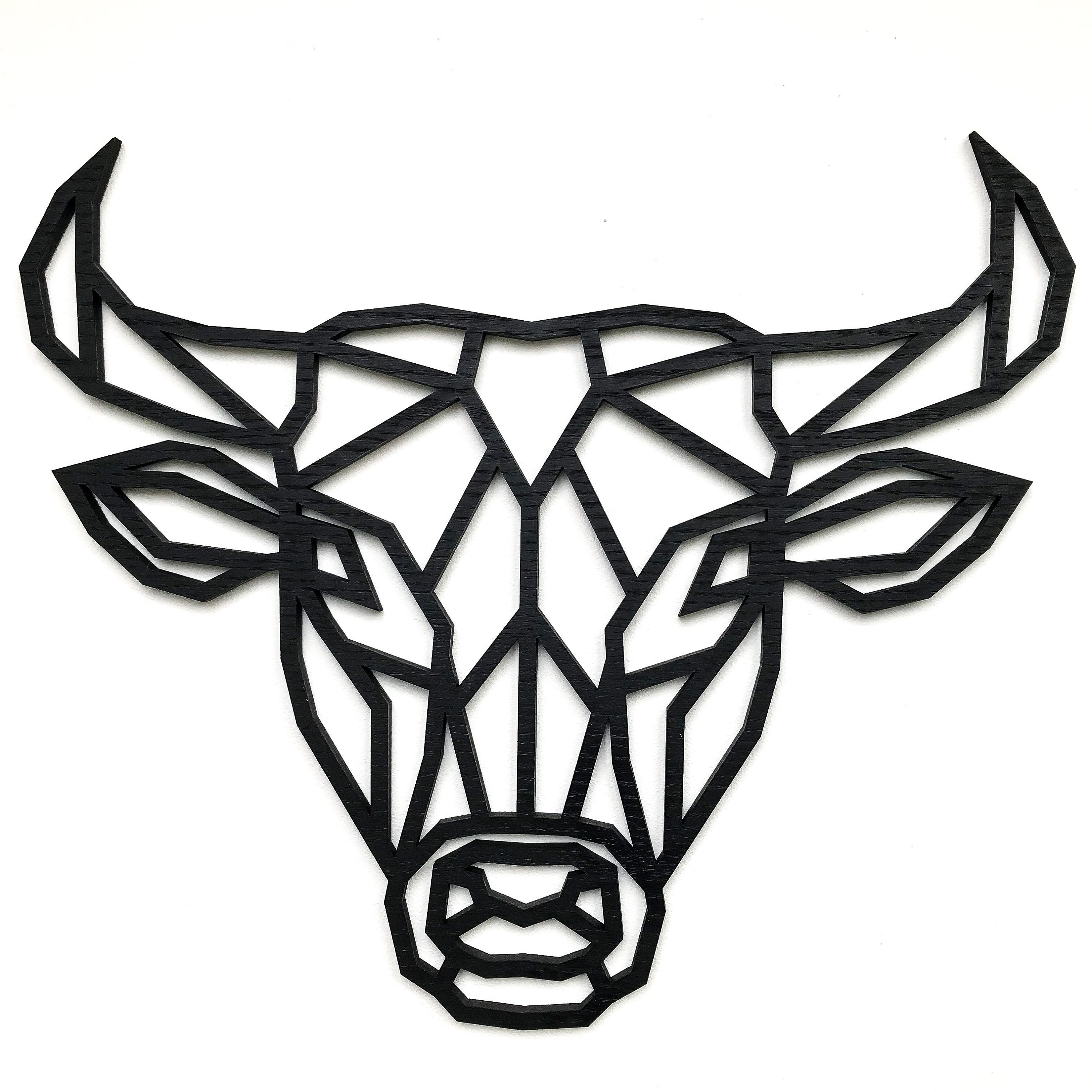 Geometric Bull Head - Wooden Wall Art - Home Nursery - Etsy