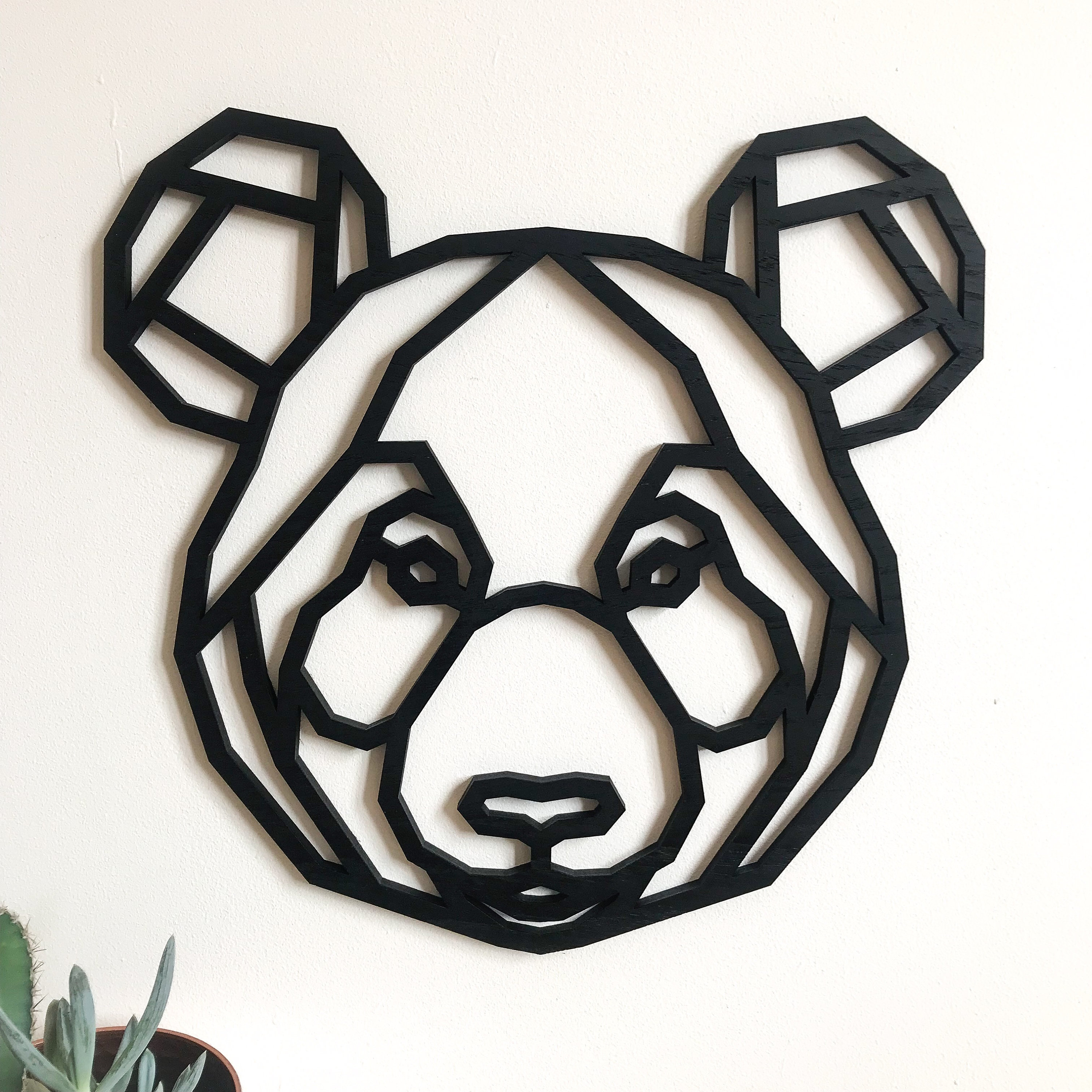 Geometric Panda Head Wooden Wall Art Home Nursery | Etsy