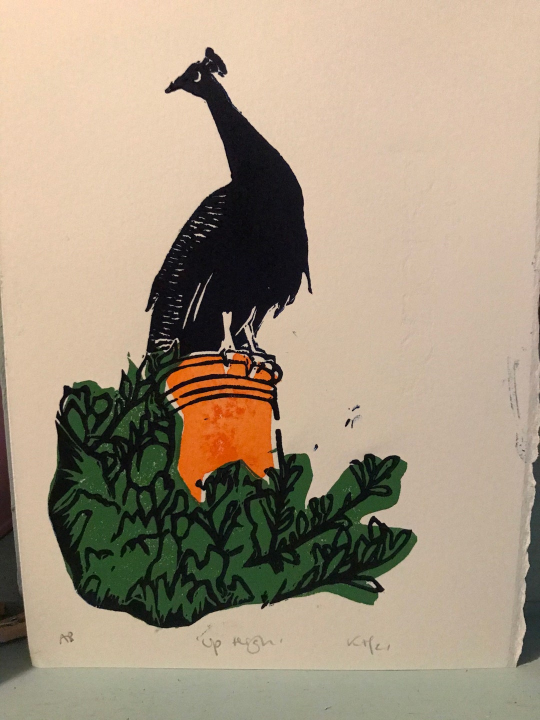 Original Lino Cut 'up High’ 2021 (with Colour) - Etsy