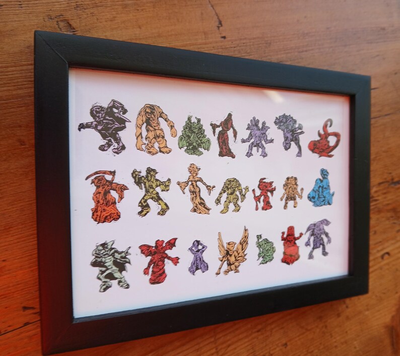 Monsters in My Pocket Original Lino Cut Reproduction A6 Print. Signed ...