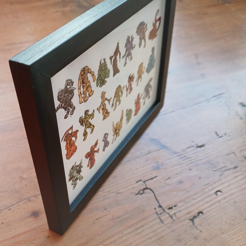 Monsters in My Pocket Original Lino Cut Reproduction A6 Print. Signed ...