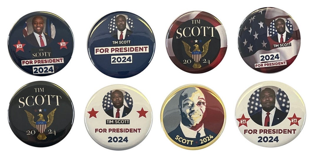Tim Scott 2024 Buttons - Tim Scott for President Pins - Set of 8 (2.25 ...