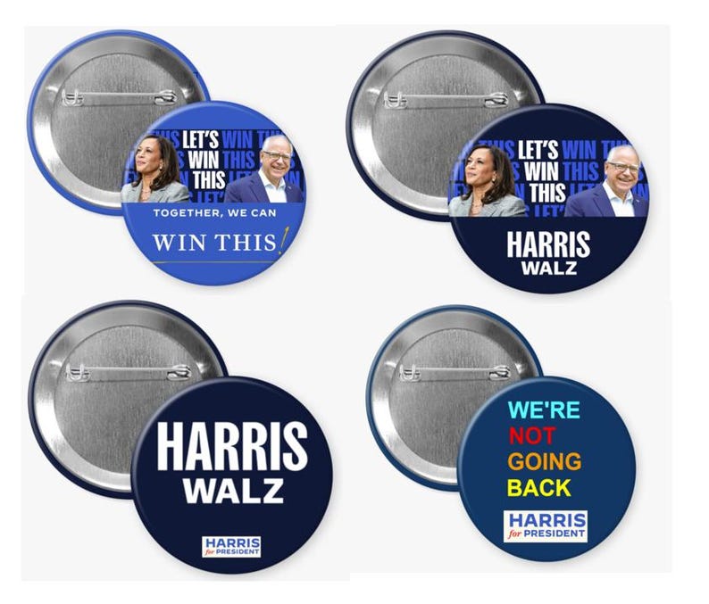 Kamala Harris - Tim Walz 2024 Buttons - Harris Walz 2024 Pins ...