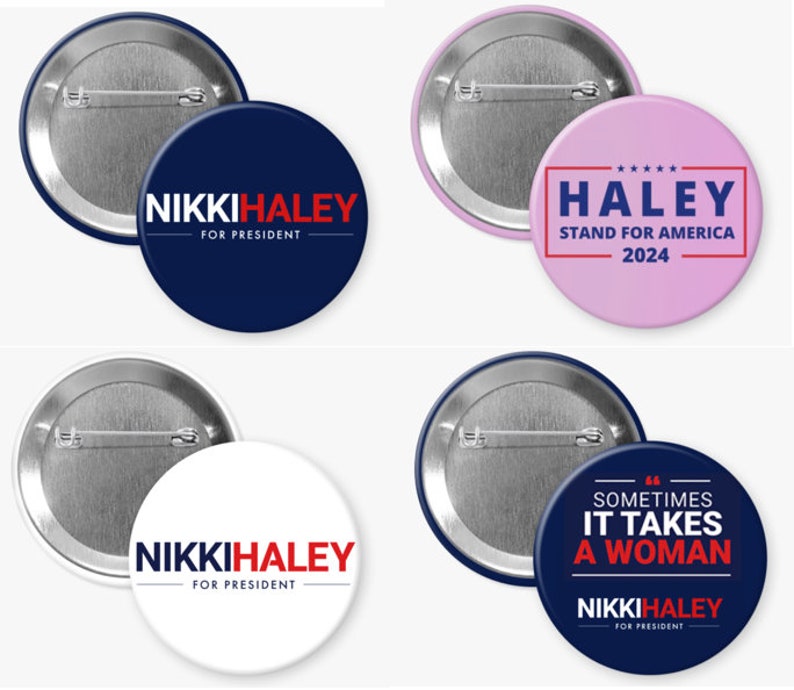 Nikki Haley 2024 Buttons (4-pack) - Nikki Haley for President Pins (2. ...