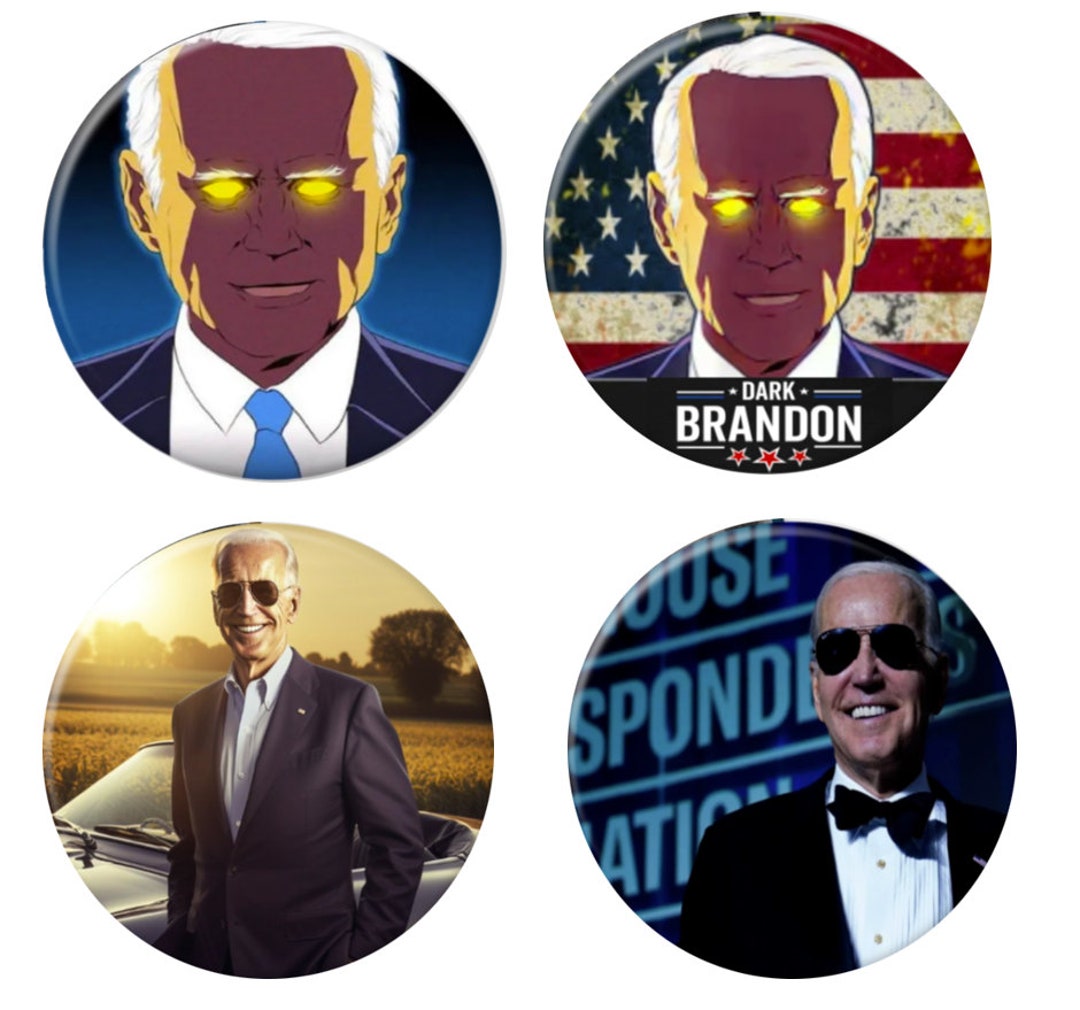 Dark Brandon Buttons - Dark Brandon Pins - Joe Biden 2024 Set of 4 (2. ...