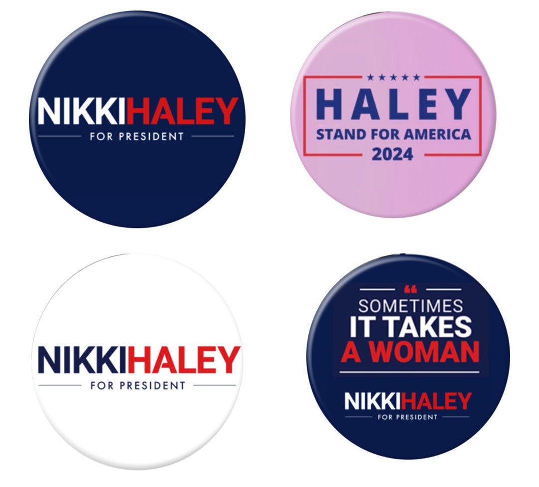 Nikki Haley 2024 Buttons (4-pack) - Nikki Haley for President Pins (2. ...