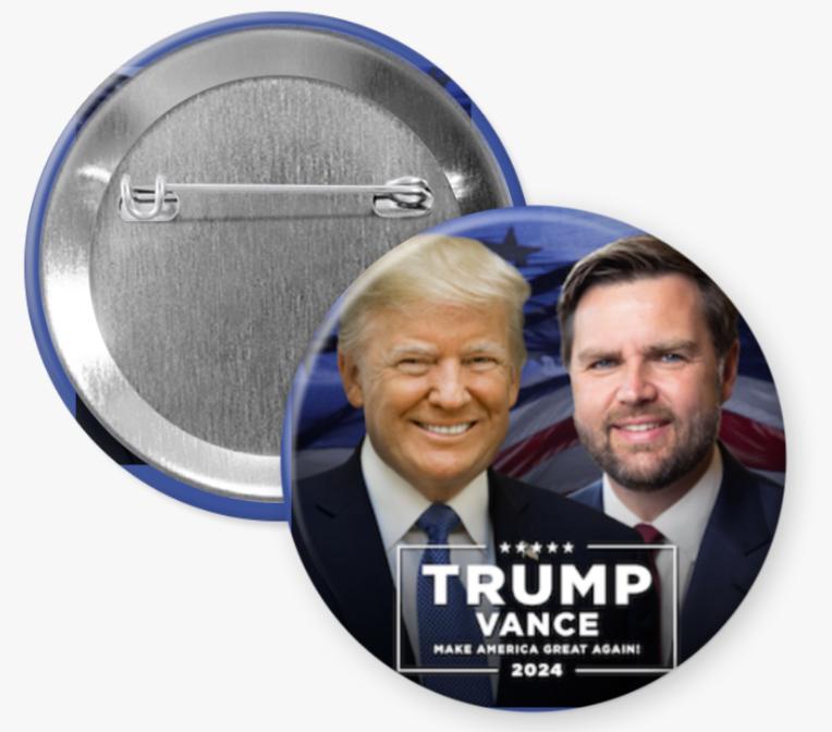 Trump Vance 2024 Buttons (4-pack) - Trump / Vance for President Pins (2 ...