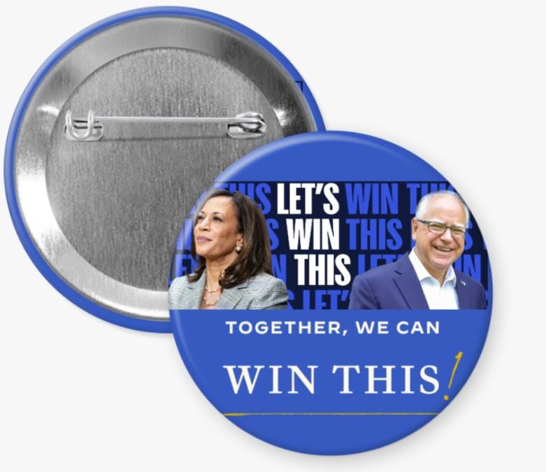 Kamala Harris - Tim Walz 2024 Buttons - Harris Walz 2024 Pins ...