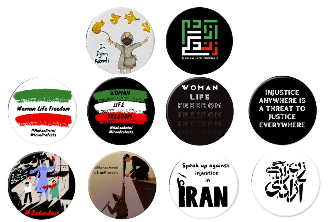 Woman Life Freedom Buttons - Ten (10) Iran Women's Movement Buttons - # ...
