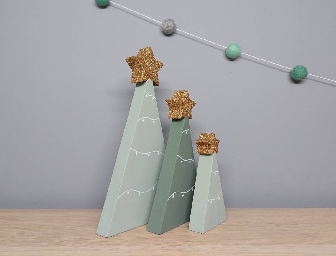 Wooden Christmas Tree Trio, Hand Painted Tree, Christmas, Gift Ideas ...