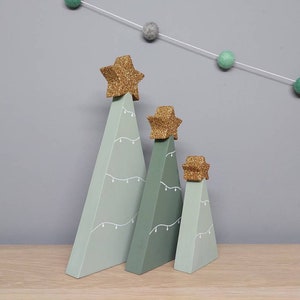 Wooden Christmas Tree Trio, Hand Painted Tree, Christmas, Gift Ideas ...