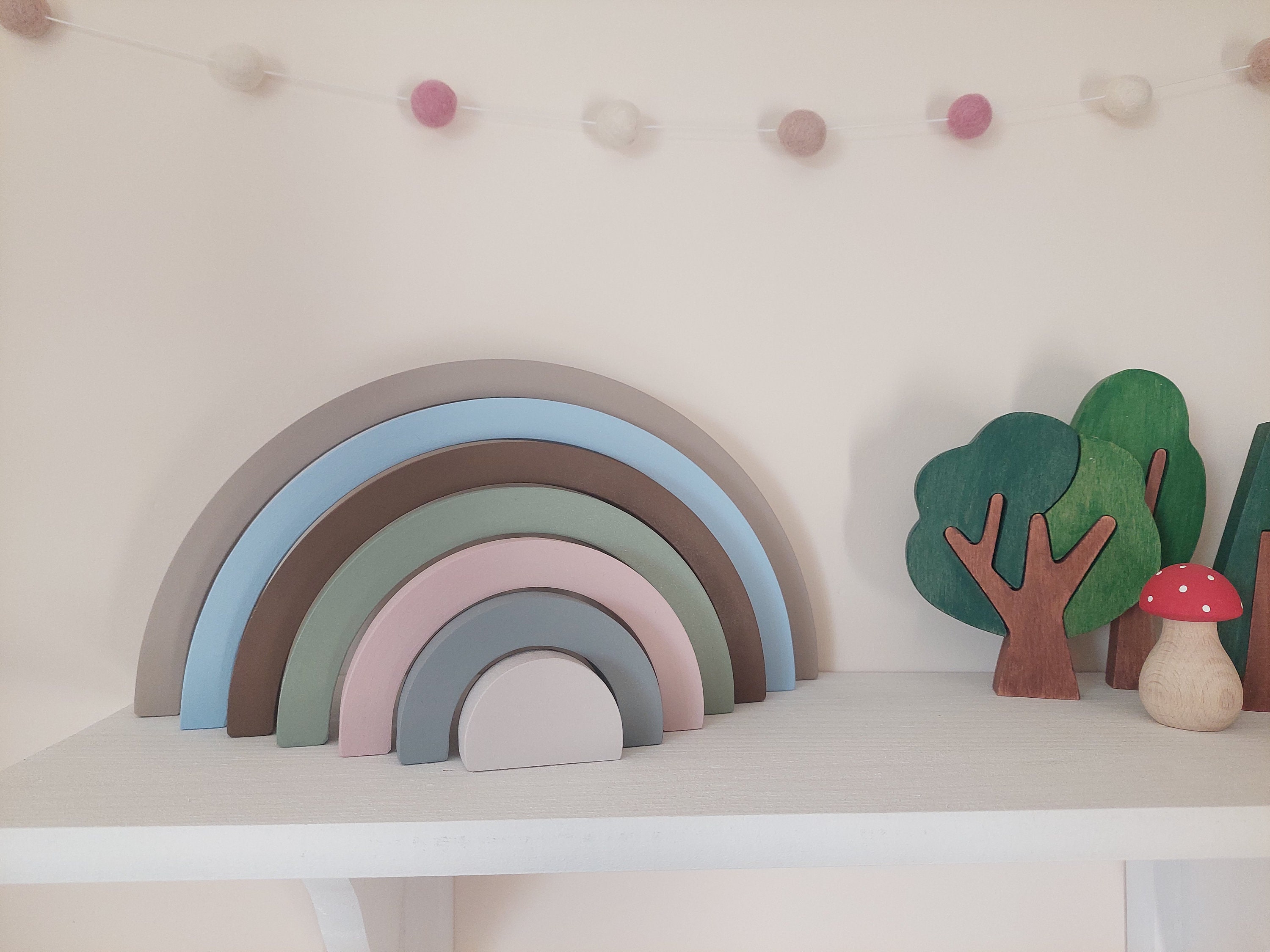 Pastel Rainbow Stacker Hand Painted Neutral Rainbow Gift - Etsy