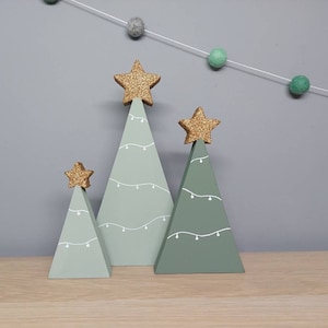 Wooden Christmas Tree Trio, Hand Painted Tree, Christmas, Gift Ideas ...