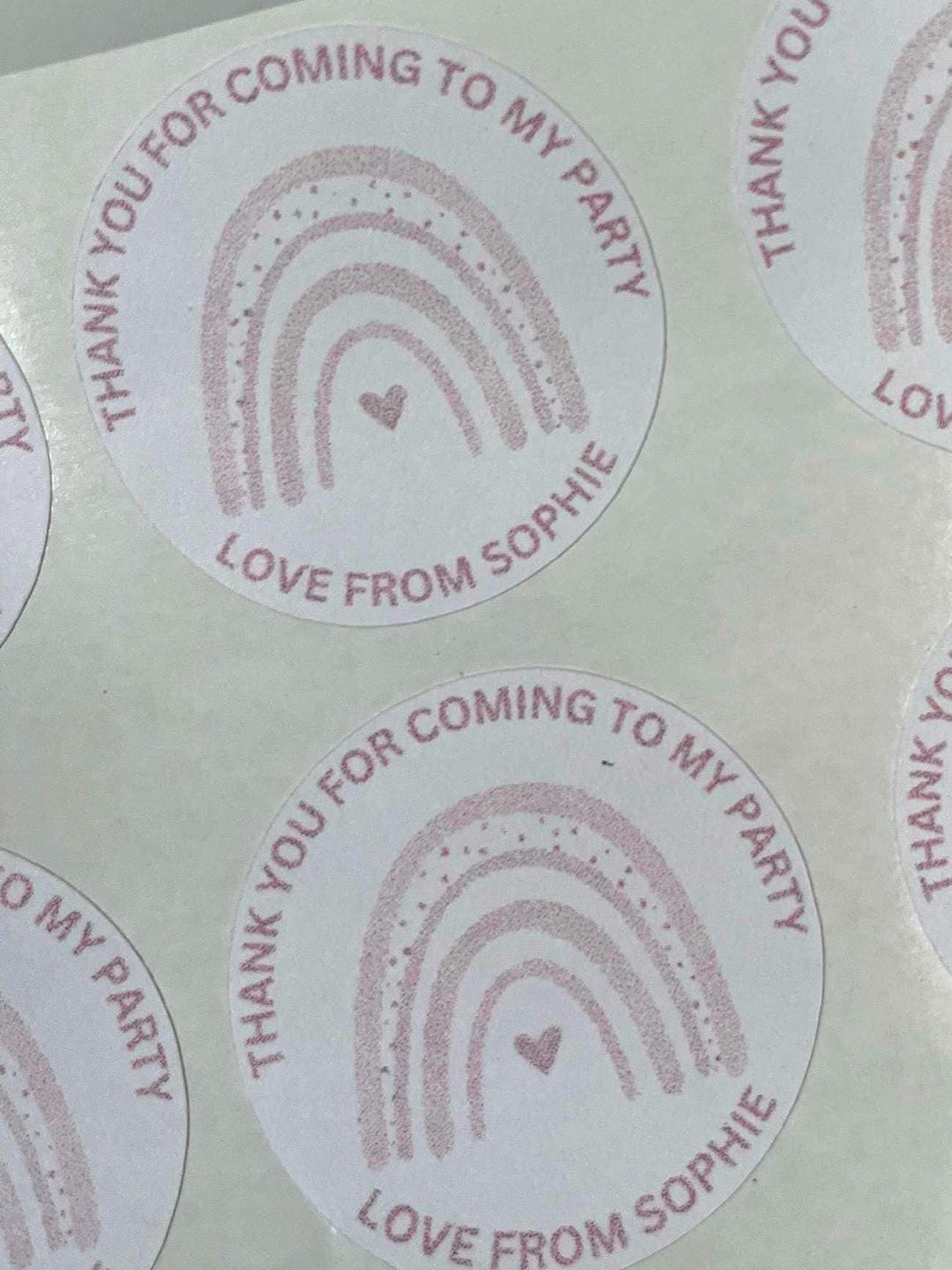 Rainbow Birthday, Thank You Custom Stickers, Pastel Rainbow Party ...