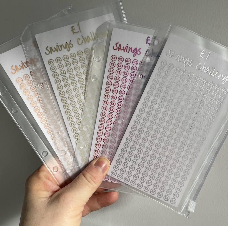 One Pound Savings Challenge Card, Laminated Cash Tracker With Wallet ...