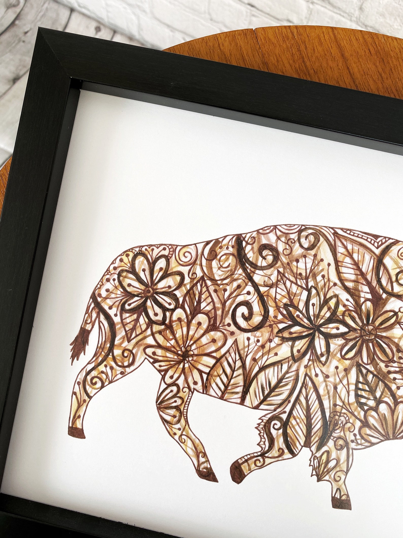 Bison Zentangle - Bison Art Print - Wall Hangings - Bison Artwork ...