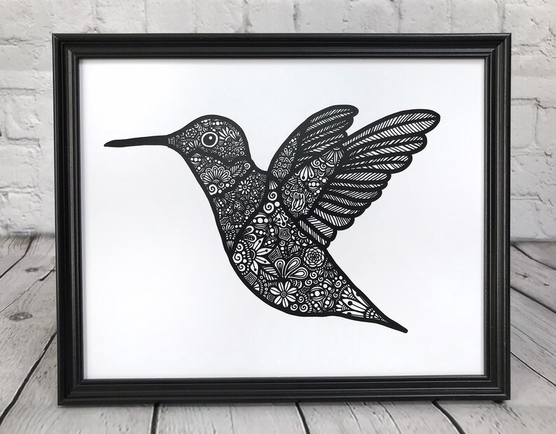 Hummingbird Zentangle Art Print Animal Art Wall Hangings | Etsy