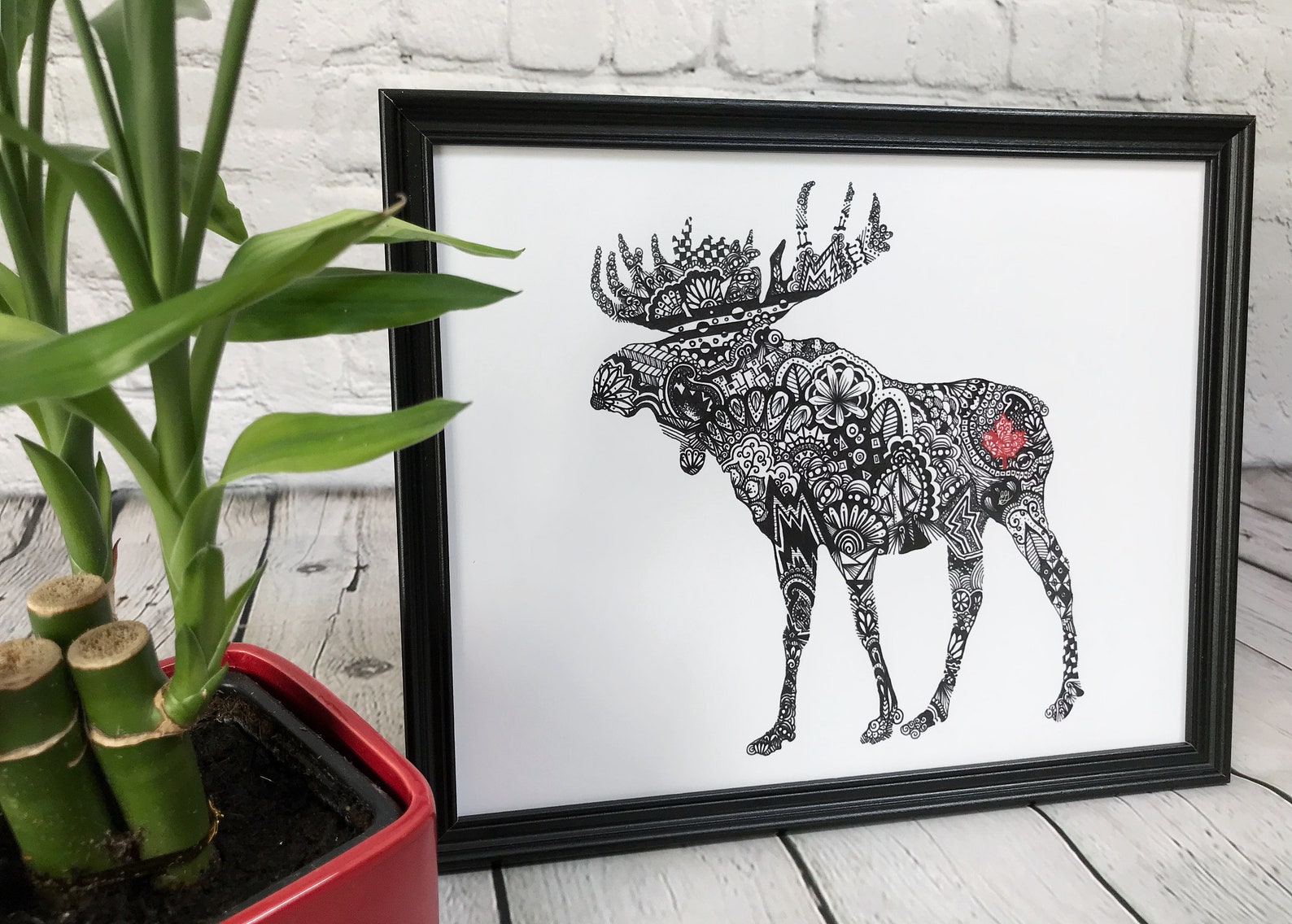 Canada Moose Maple Leaf Moose Zentangle Art Print - Etsy Canada