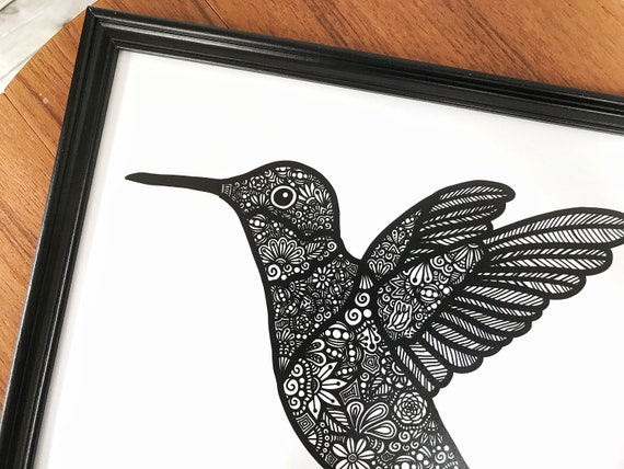 Hummingbird Zentangle Art Print Animal Art Wall Hangings | Etsy